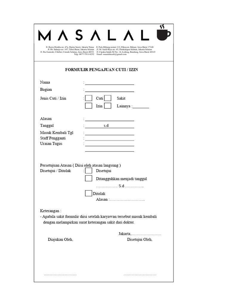 Form Izin, Cuti Karyawan (1) - 202309261804 - 14281 | PDF