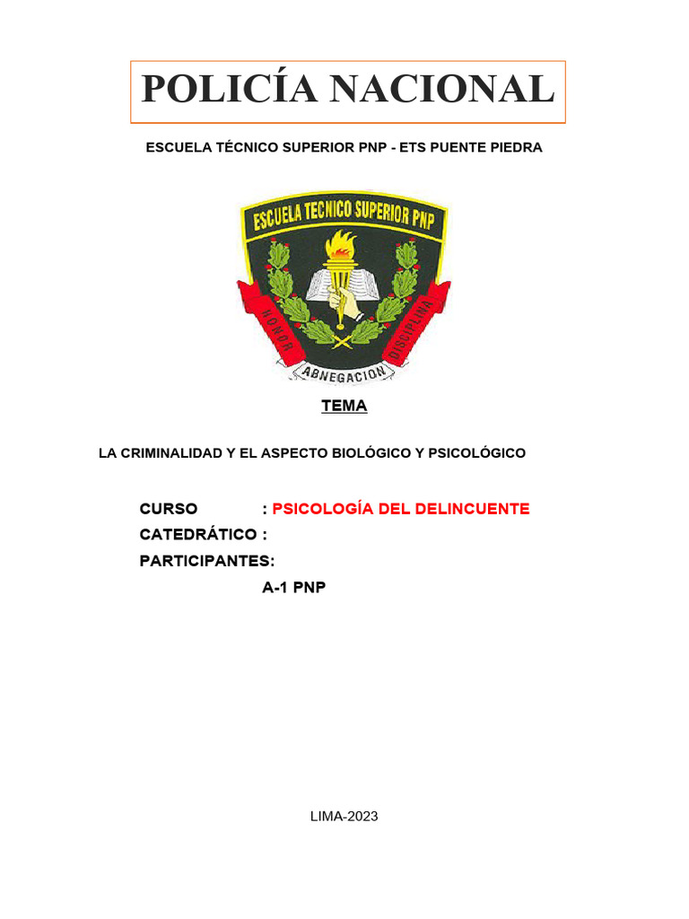 La Criminalidad El Aspecto Biológico y Psicológico TC III | PDF | Comportamiento | Criminología