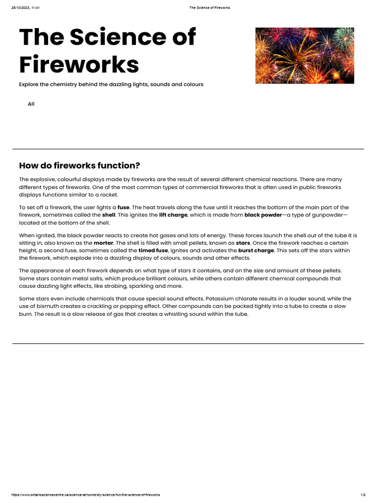 Fireworks Chemistry Explained | PDF | Technology & Engineering