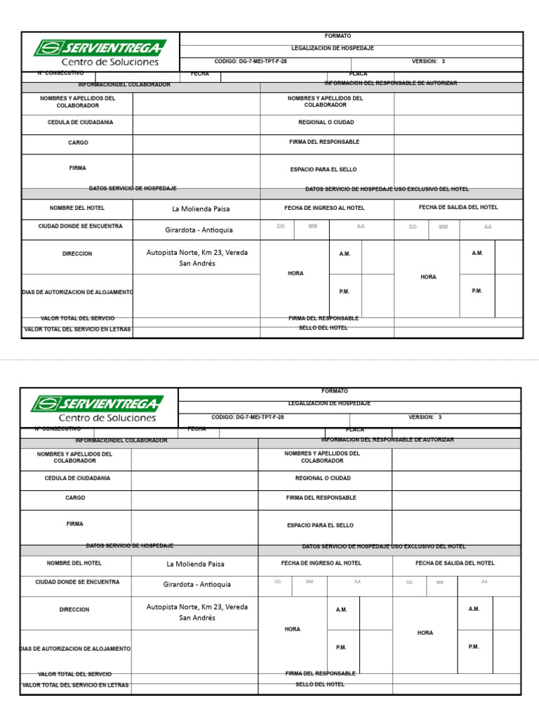 Formato Servientrega Word 2 Por 1 Hoja | PDF