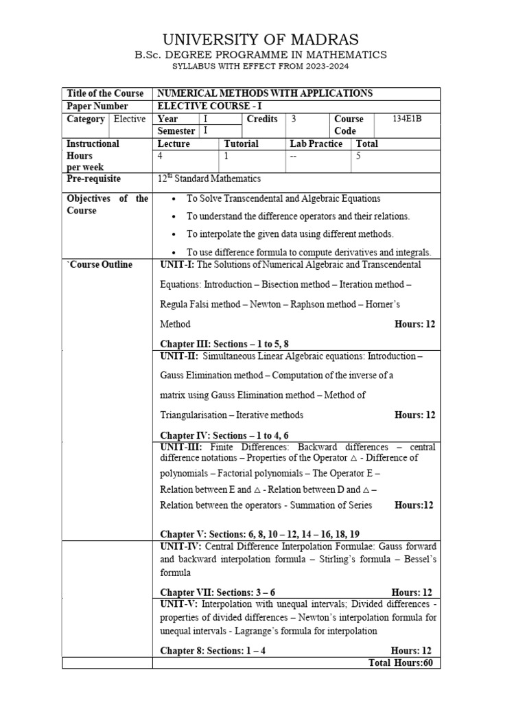 134E1B | PDF | Finite Difference | Numerical Analysis