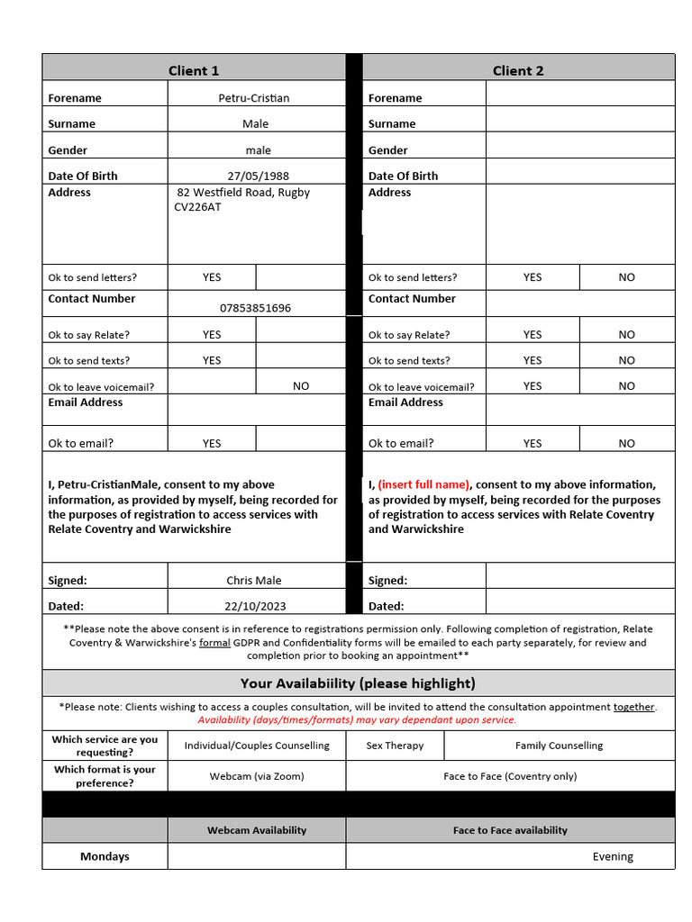 Adult Registration Form1 | PDF