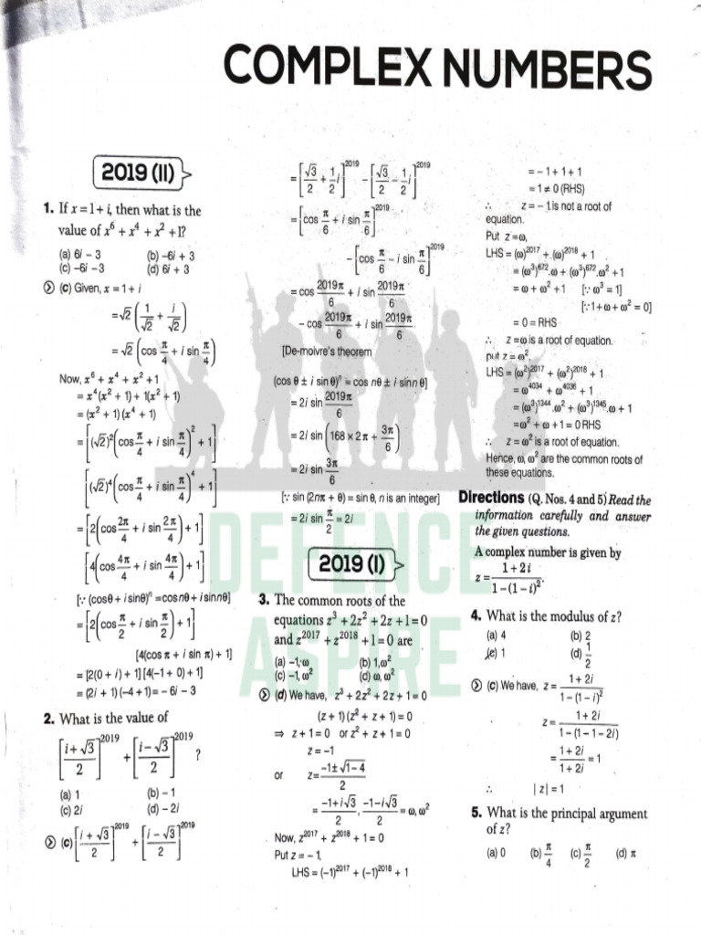 Complex Numbers (2014-2019 II) | PDF | Geometric Shapes | Algebra