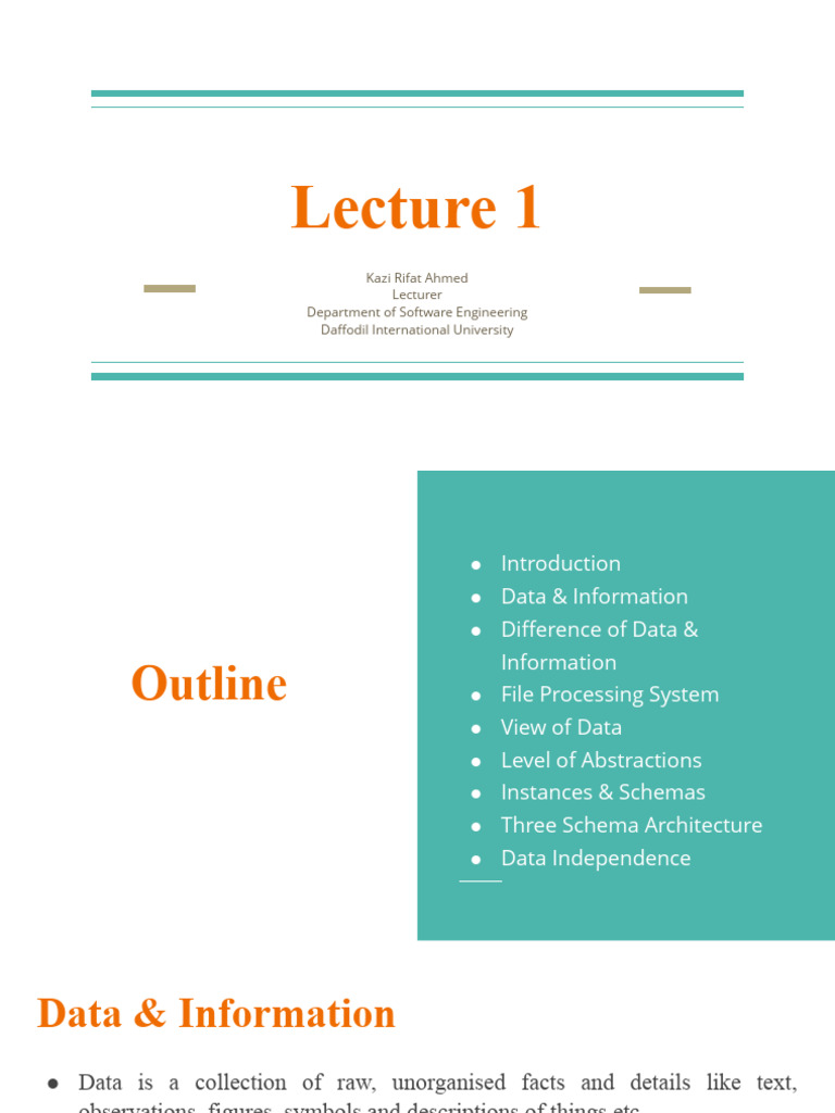 Lecture 1 Pdf Databases Database Schema