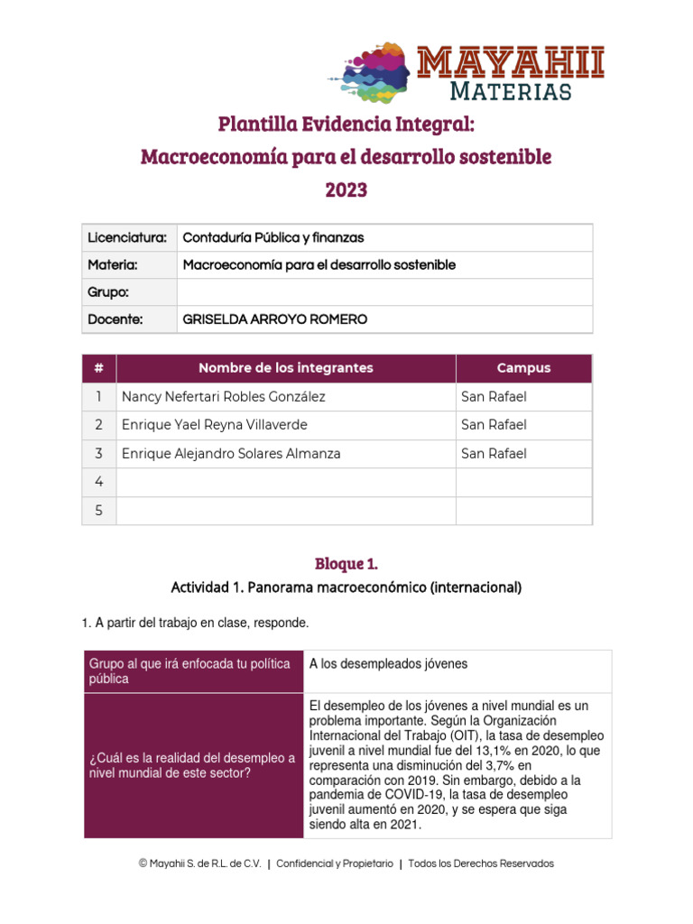 Evidencia Integral Macroeconomía - ACT13 | PDF | Desempleo | La política monetaria