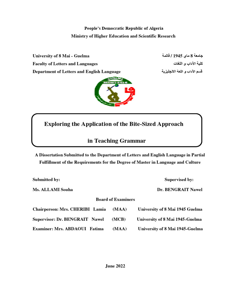 Bite Sized Approach in Teaching Grammar | PDF | Learning | English As A Second Or Foreign Language