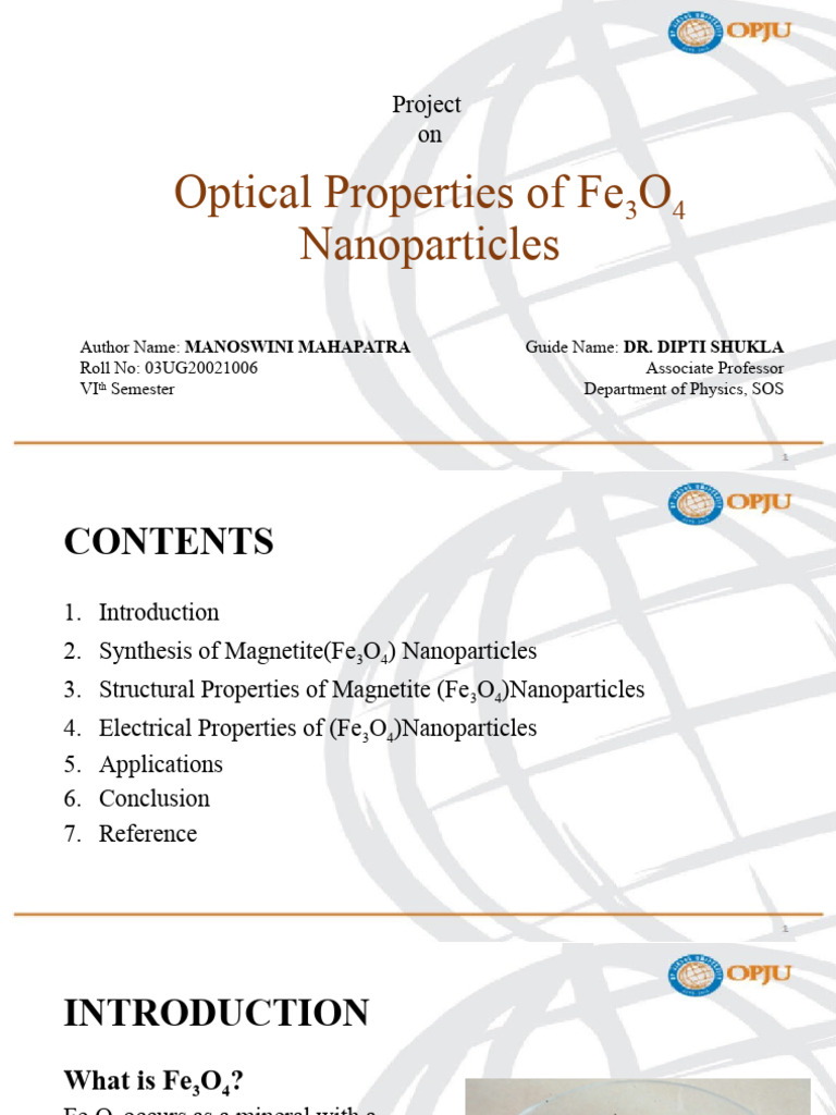Optical Properties of Fe3O4 Nanoparticles | PDF | Electrical Resistivity And Conductivity ...