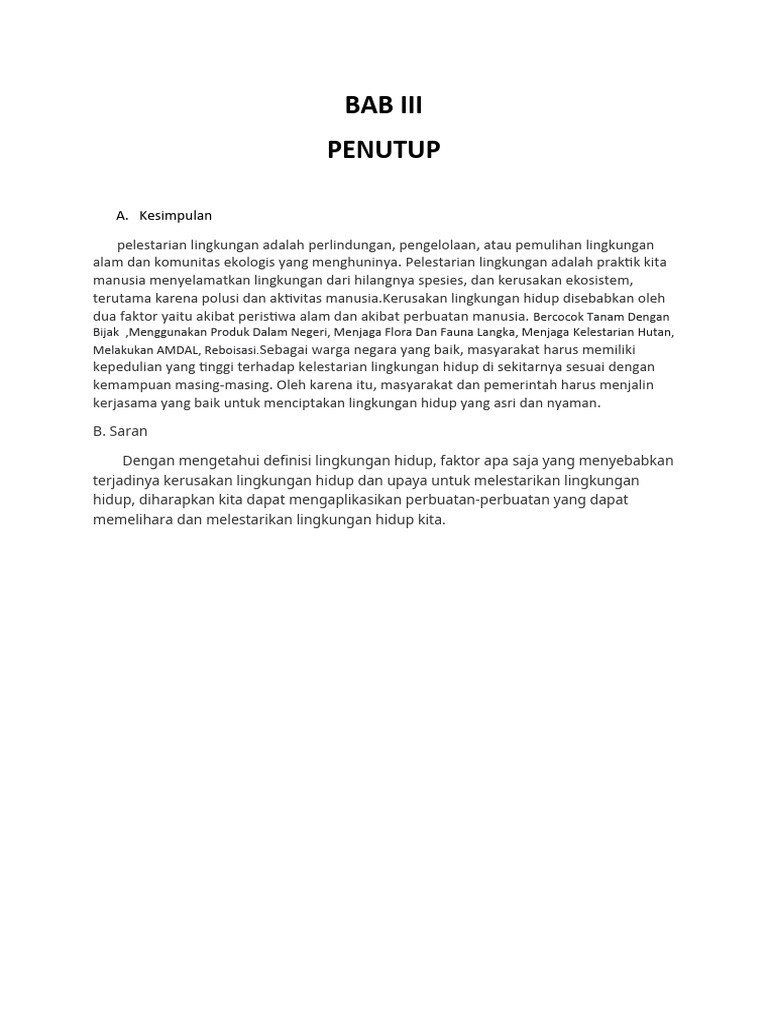 Contoh Kesimpulan Saran | PDF