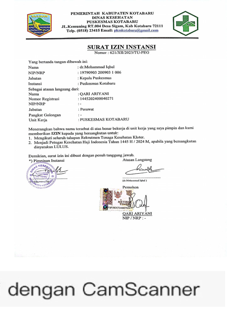 Surat Izin Instansi | PDF