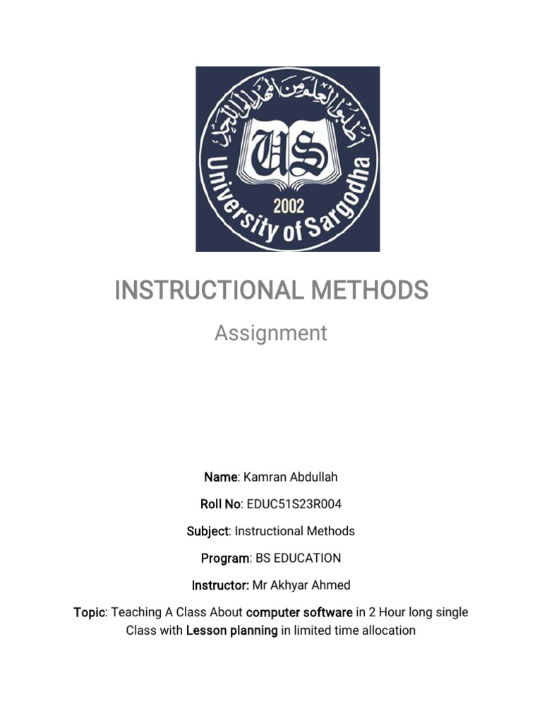 Teaching A Class About Computer Software (Lesson Planning) Assignment ...