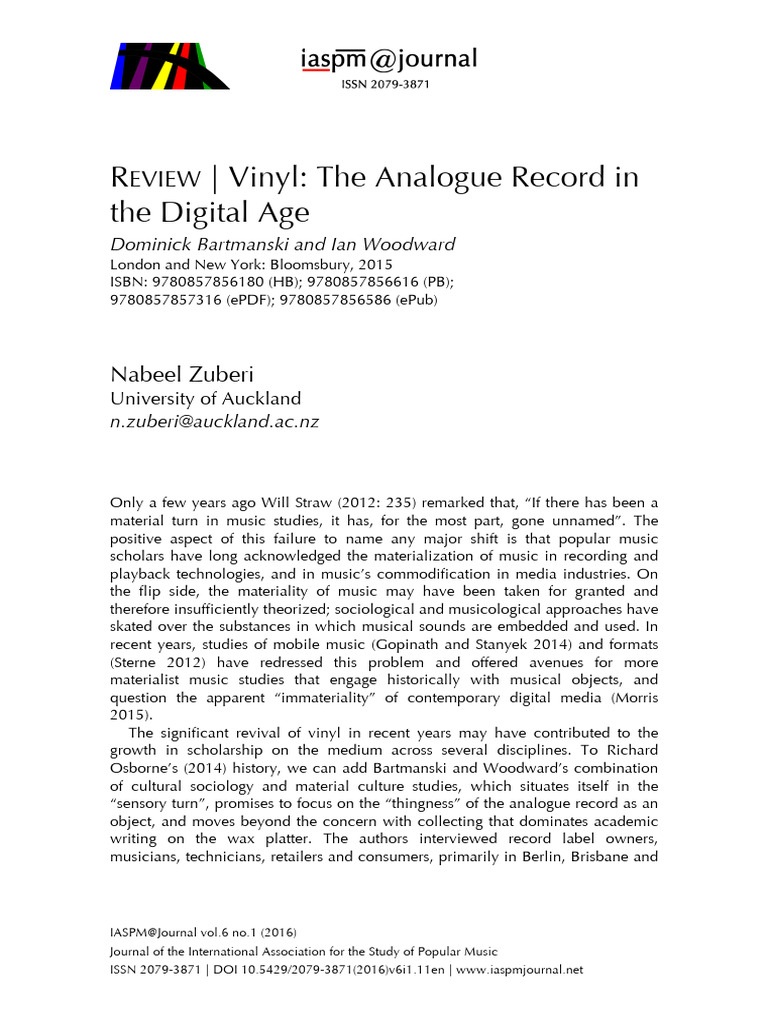 REVIEW Vinyl The Analogue Record in The | PDF | Disc Jockey | Lp Record
