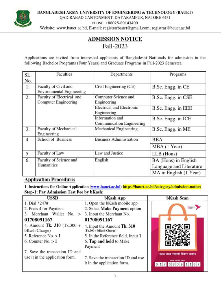 Admission Notice Fall 2023 Final | PDF | Educational Stages | Vocational Education