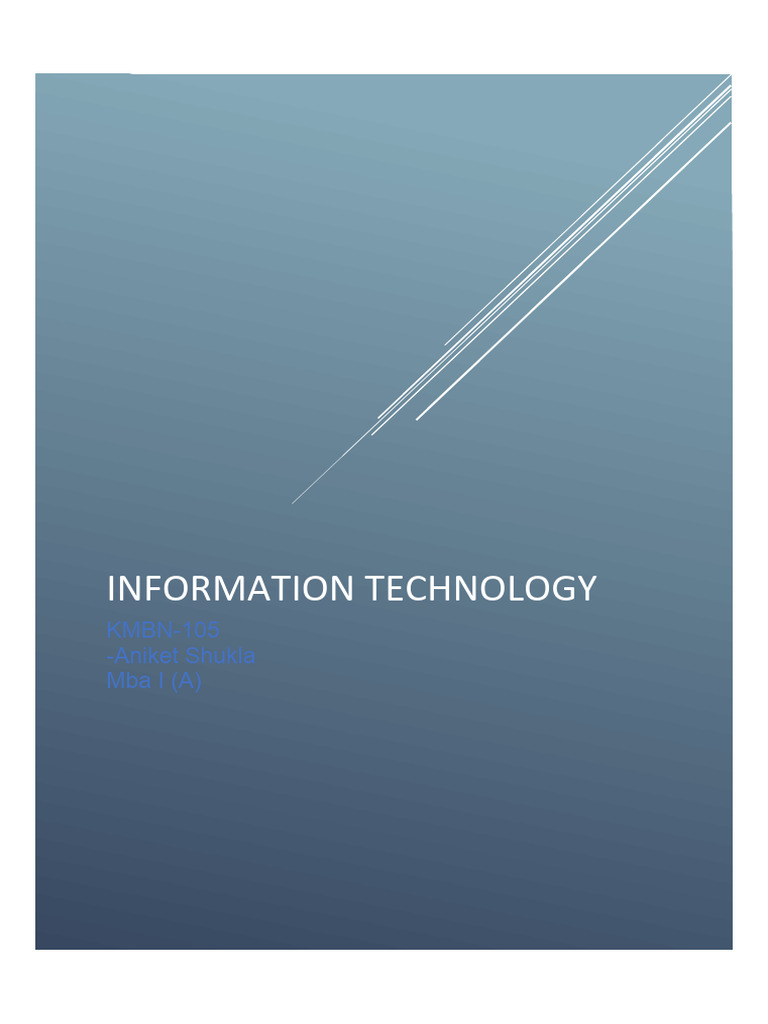 IT Skills Assignment ANIKET SHUKLA | PDF | Digital Electronics | Input/Output