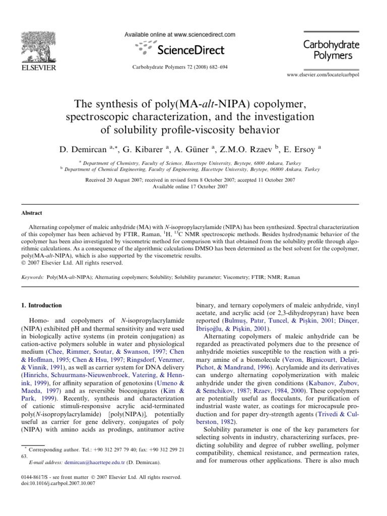 Polymer Solubility | Download Free PDF | Copolymer | Solubility