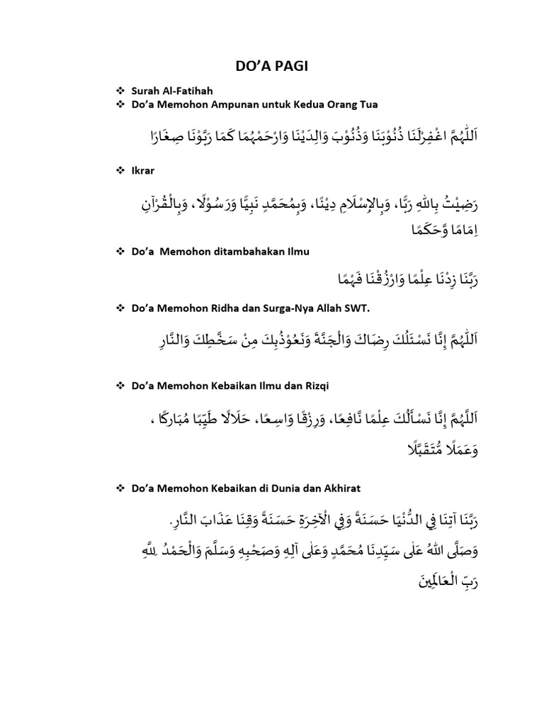 Doa Sebelum Dan Sesudah Belajar | PDF