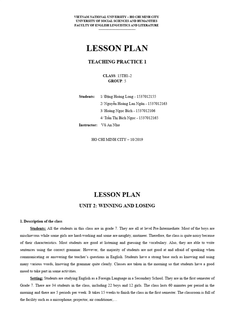 (Final) Group 5 - Lesson Plan | PDF | English Language | Noun