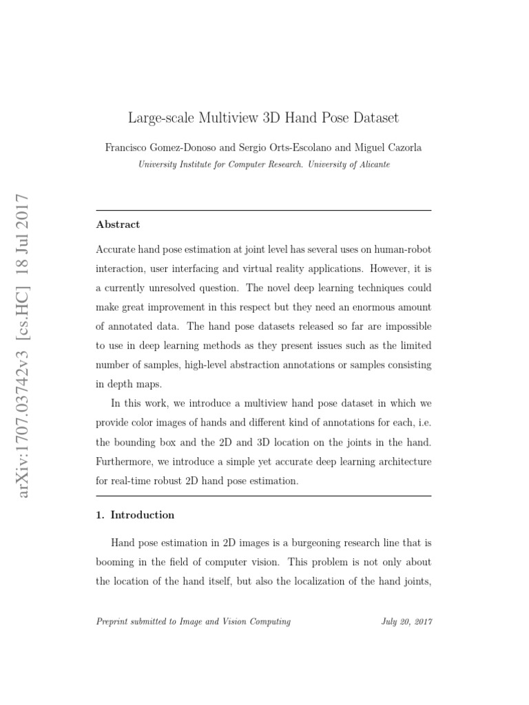 Large-Scale Multiview 3D Hand Pose Dataset | PDF | Artificial ...