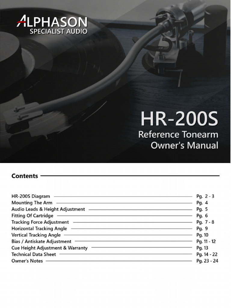 Alphason HR 200S OwnersManual | PDF