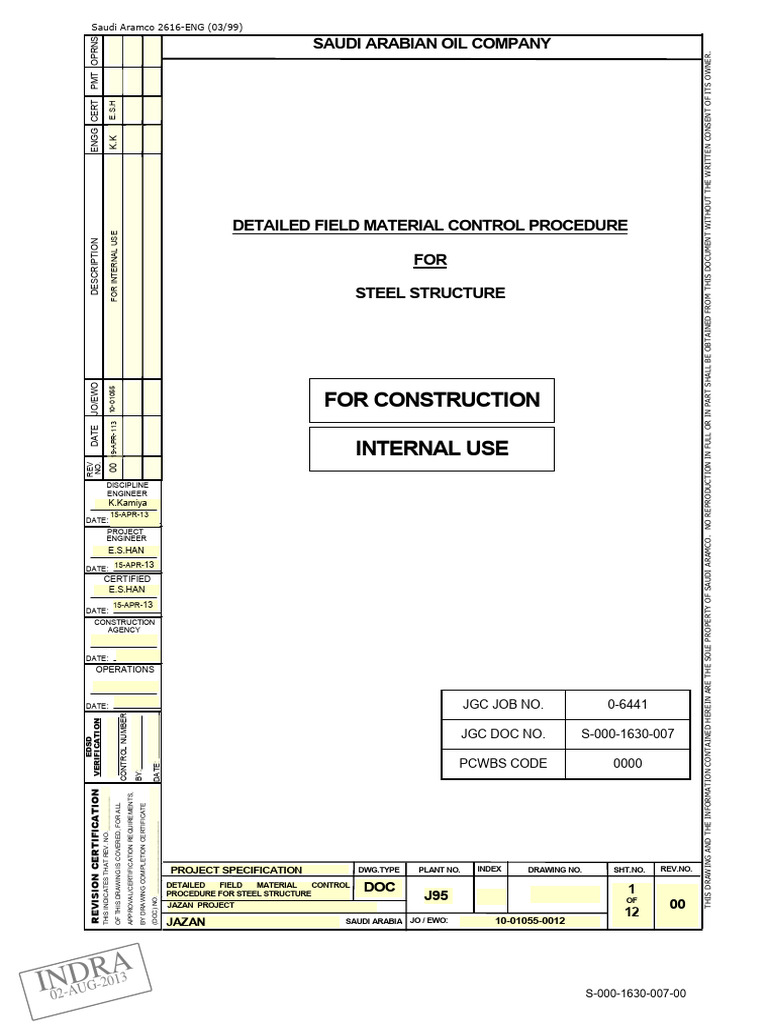 S-000-1630-007!00!0010 (Detailed Field Material Control Procedure) | PDF