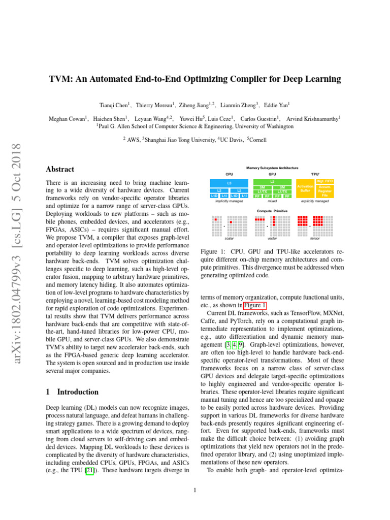 TVM: An Automated End-to-End Optimizing Compiler For Deep Learning | PDF | Program Optimization ...
