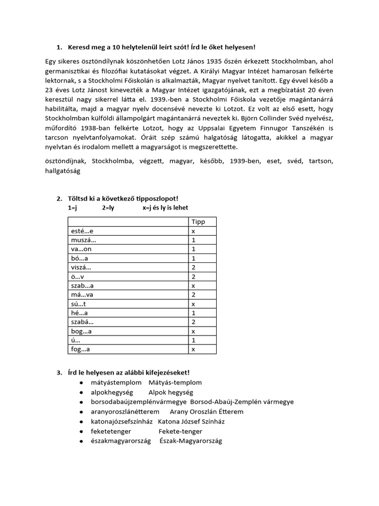 Helyesírási Verseny | PDF