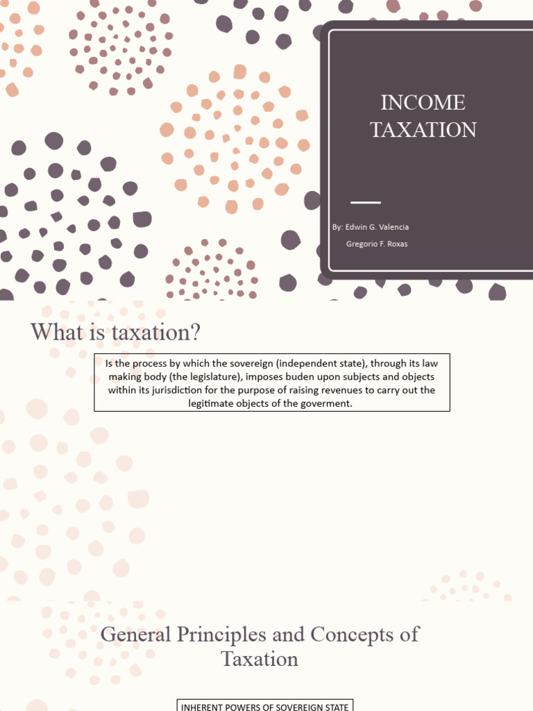Income Taxation General Principles | PDF | Taxes | Taxation In The ...