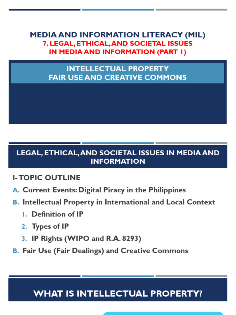 Legal, Ethical, and Societal Issues in Media and Information (Part 1) - Intellectual Property ...