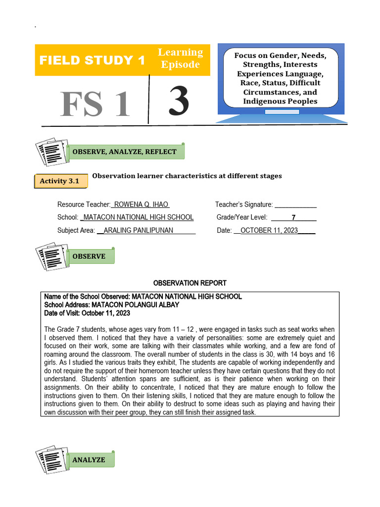 FS1-EDITED | PDF | Learning | Differentiated Instruction