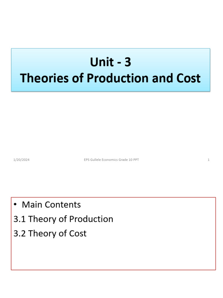 Production and Cost Theories Overview | PDF | Production Function ...