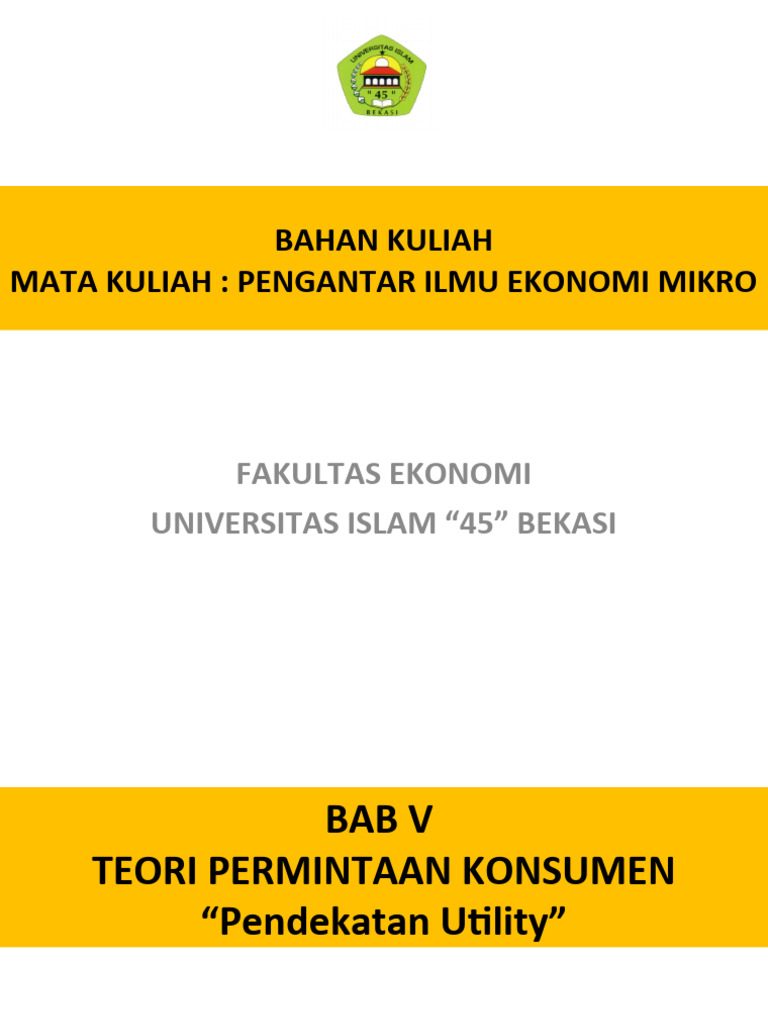 Bab-5 Dan 6-Teori Permintaan Konsumen Pendekatan Utility | PDF