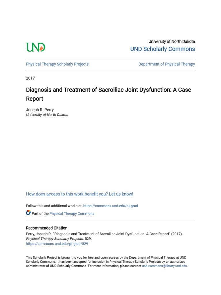 Diagnosis and Treatment of Sacroiliac Joint Dysfunction - A Case R ...