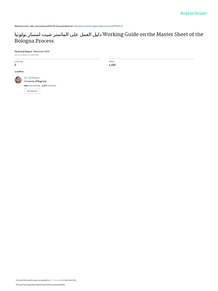 Working Guideonthe Master Sheetofthe Bologna Process | PDF