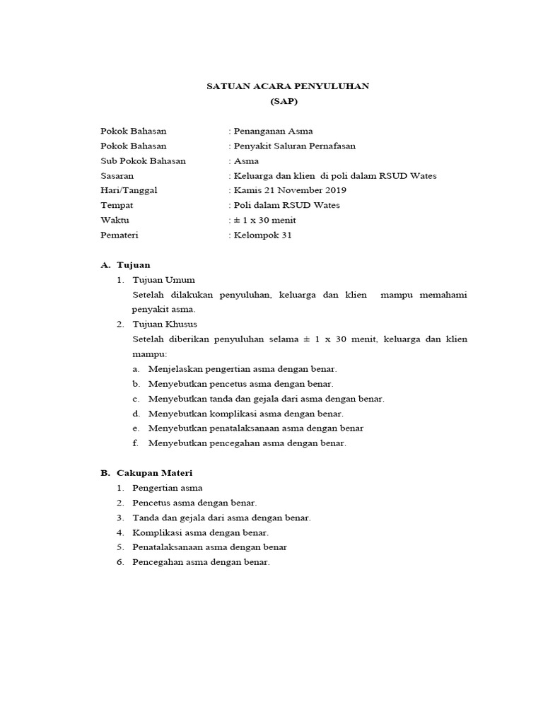 Sap Penkes Asma | PDF