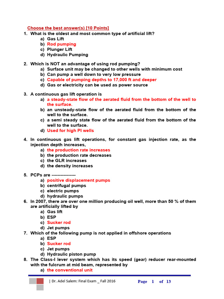 MCQ Q.B Answers | PDF | Pump | Energy Technology