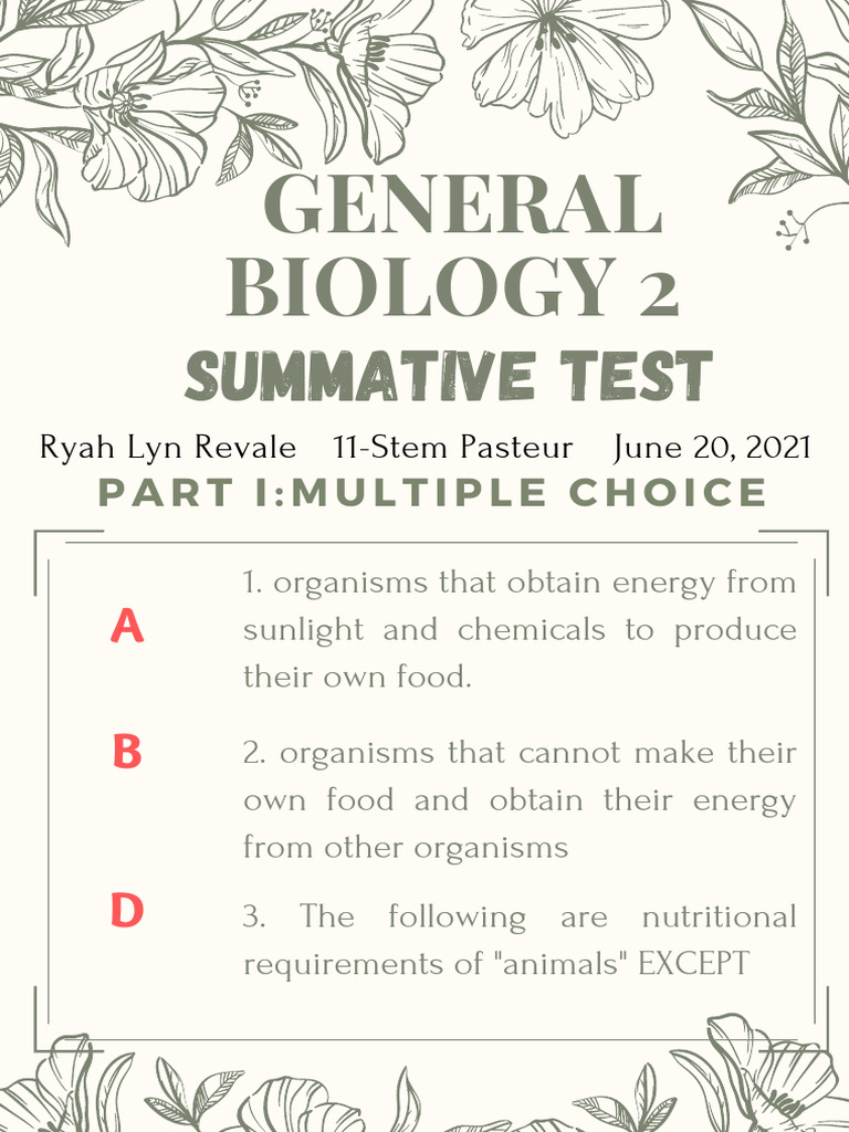 Biology Test for 11th Grade STEM Students | PDF | Nutrition | Diet ...