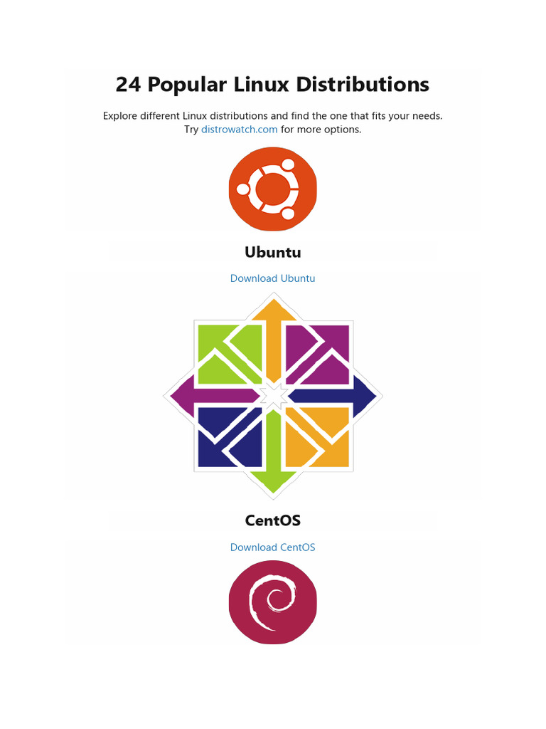 24 Popular Linux Distributions | PDF 24 Popular Linux Distributions | PDF