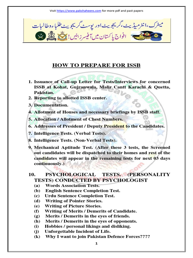 ISSB Guide Book | PDF | Pakistan | Khyber Pakhtunkhwa