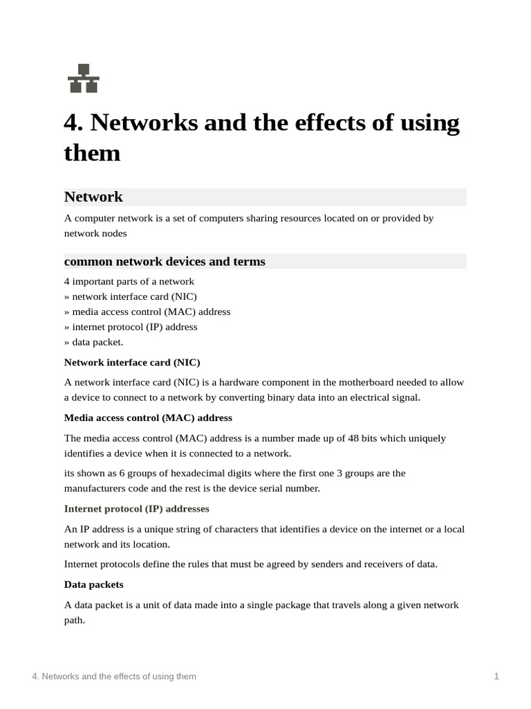 4 Networks and The Effects of Using Them | PDF | Technology & Engineering