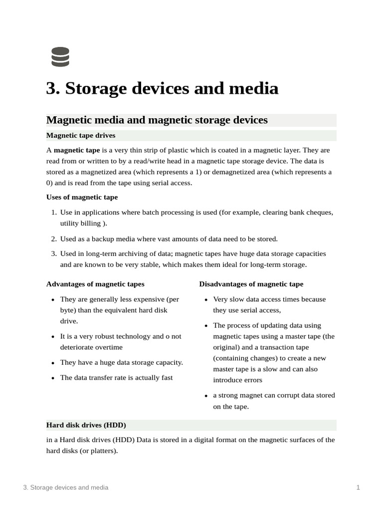 3 Storage Devices and Media | PDF | Computer Data Storage | Hard Disk Drive