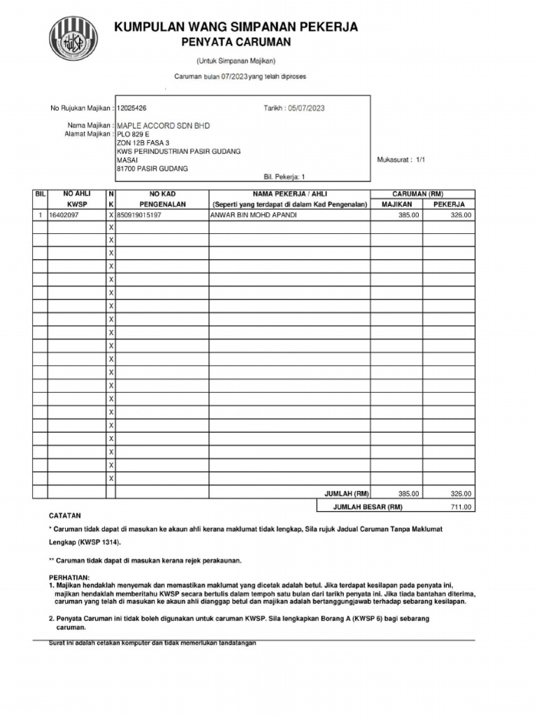 Epf Julai 2023 Masb | PDF