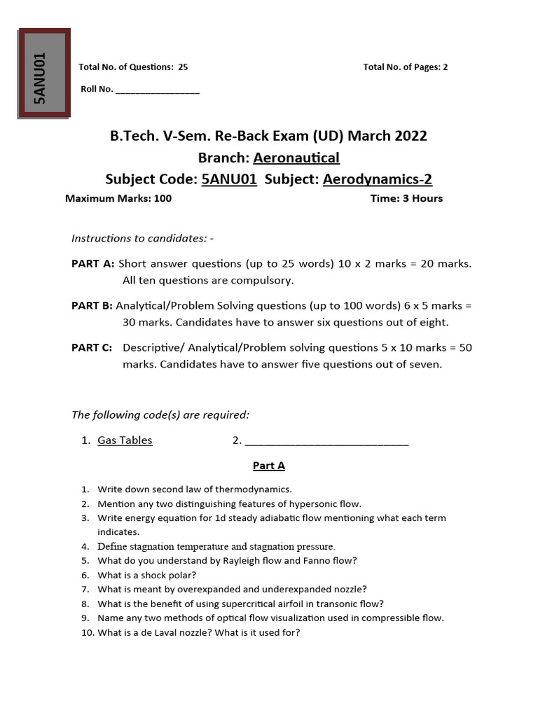 Reback Exam - 2022 | PDF | Mach Number | Fluid Dynamics