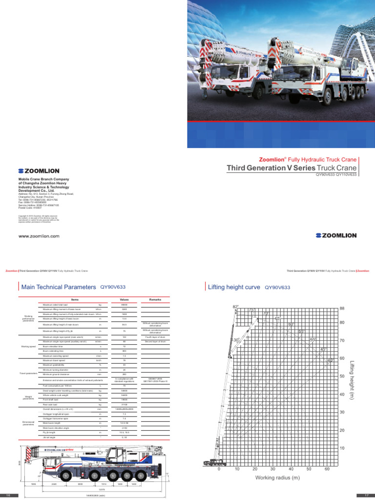 Catalog Zoomlion QY110V633 | PDF | Crane (Machine) | Vehicles