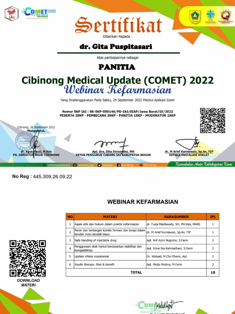 Sertifikat Webinar Farmasi Panitia | PDF Sertifikat Webinar Farmasi Panitia | PDF