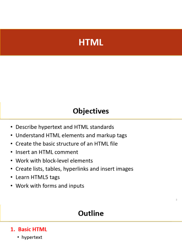 Lec 2-HTML | PDF | Html | Html Element