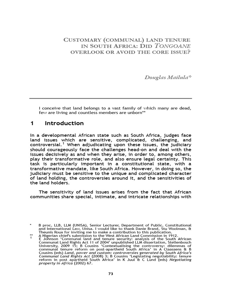 Communal Land Rights | PDF | Bill (Law) | Apartheid