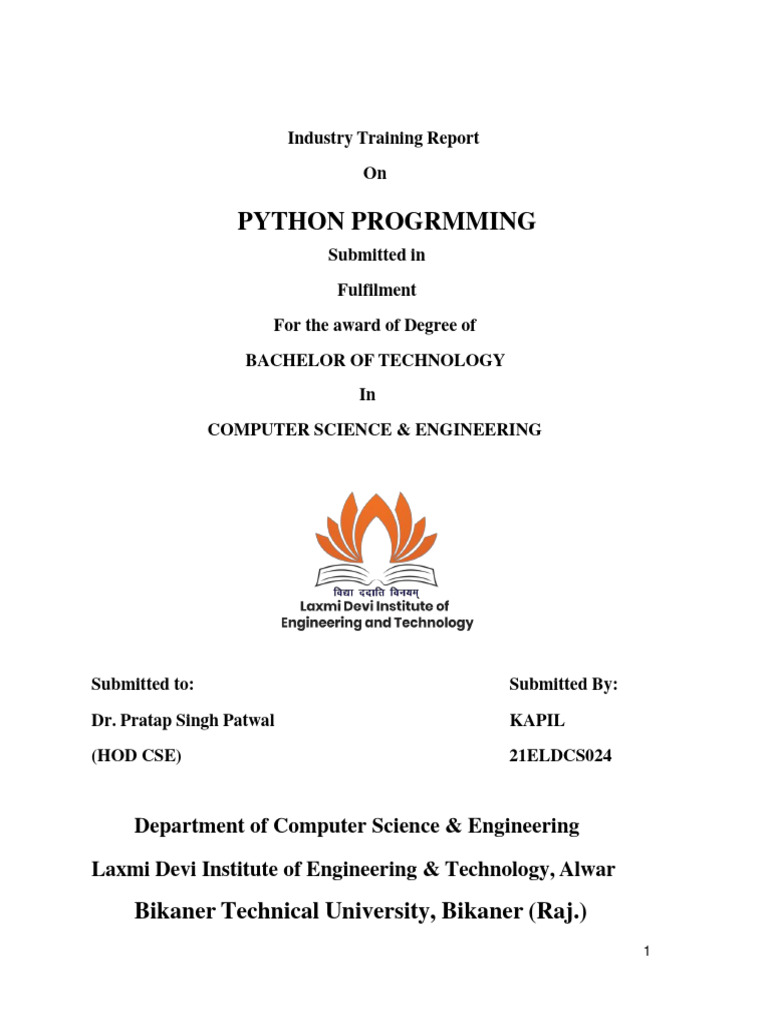 Kapil Intership Report | PDF