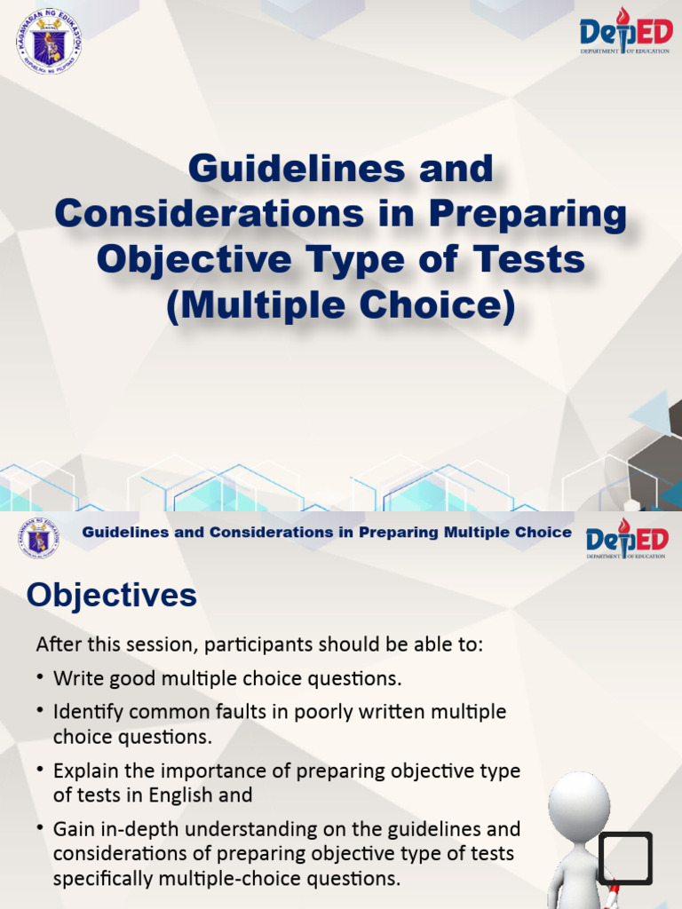 Making Objective Type of Test Questions | PDF | Multiple Choice ...