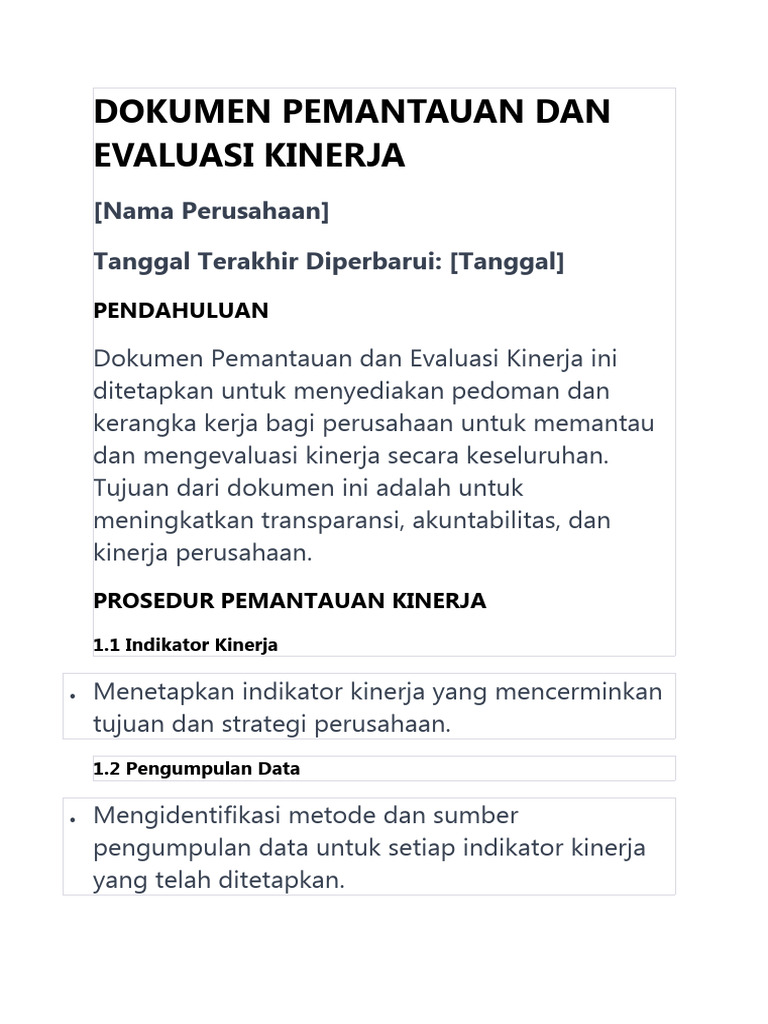 Dokumen Pemantauan Dan Evaluasi Kinerja | PDF