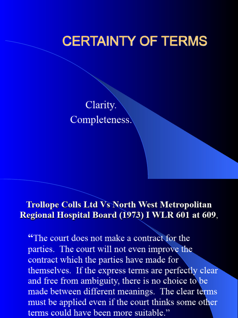 Lec 10 - Certainty of Terms 3 | PDF | Common Law | Business