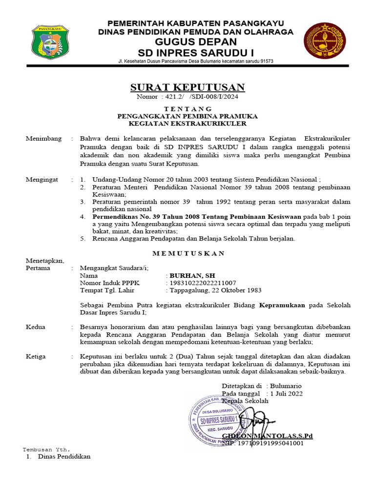 Sk-Pembina-Pramuka 2022 | PDF